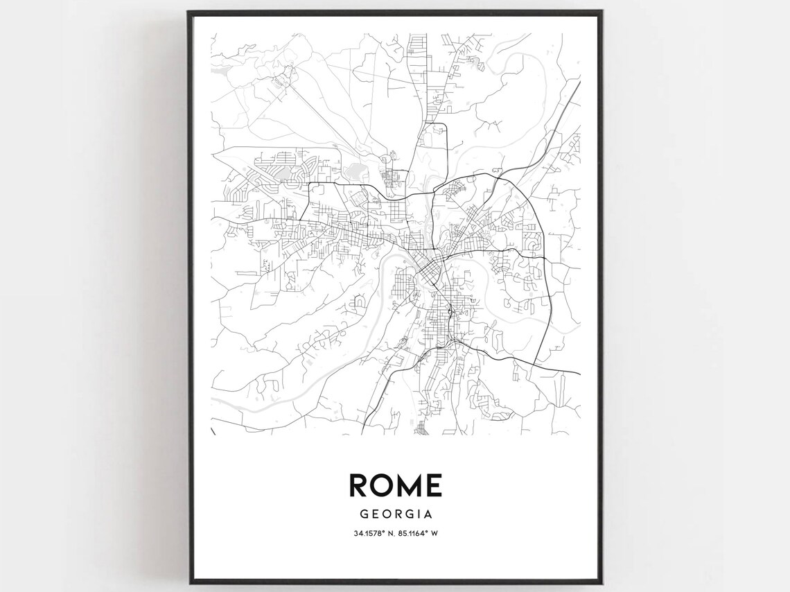 Rome Map Print Rome Map Poster Wall Art Ga City Map | Etsy