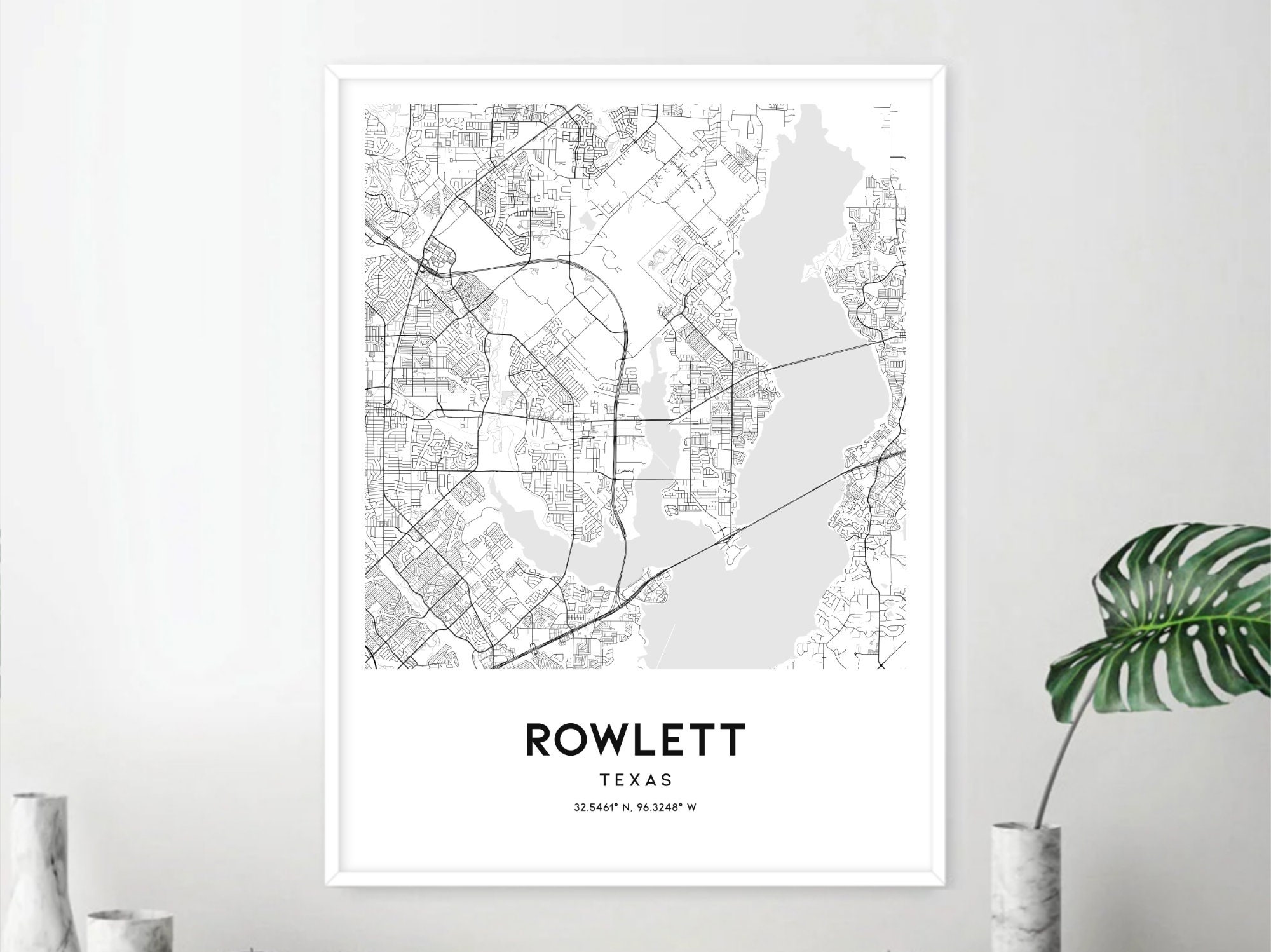 Rowlett Map Print, Rowlett Map Poster Wall Art, Tx City Map, Texas ...