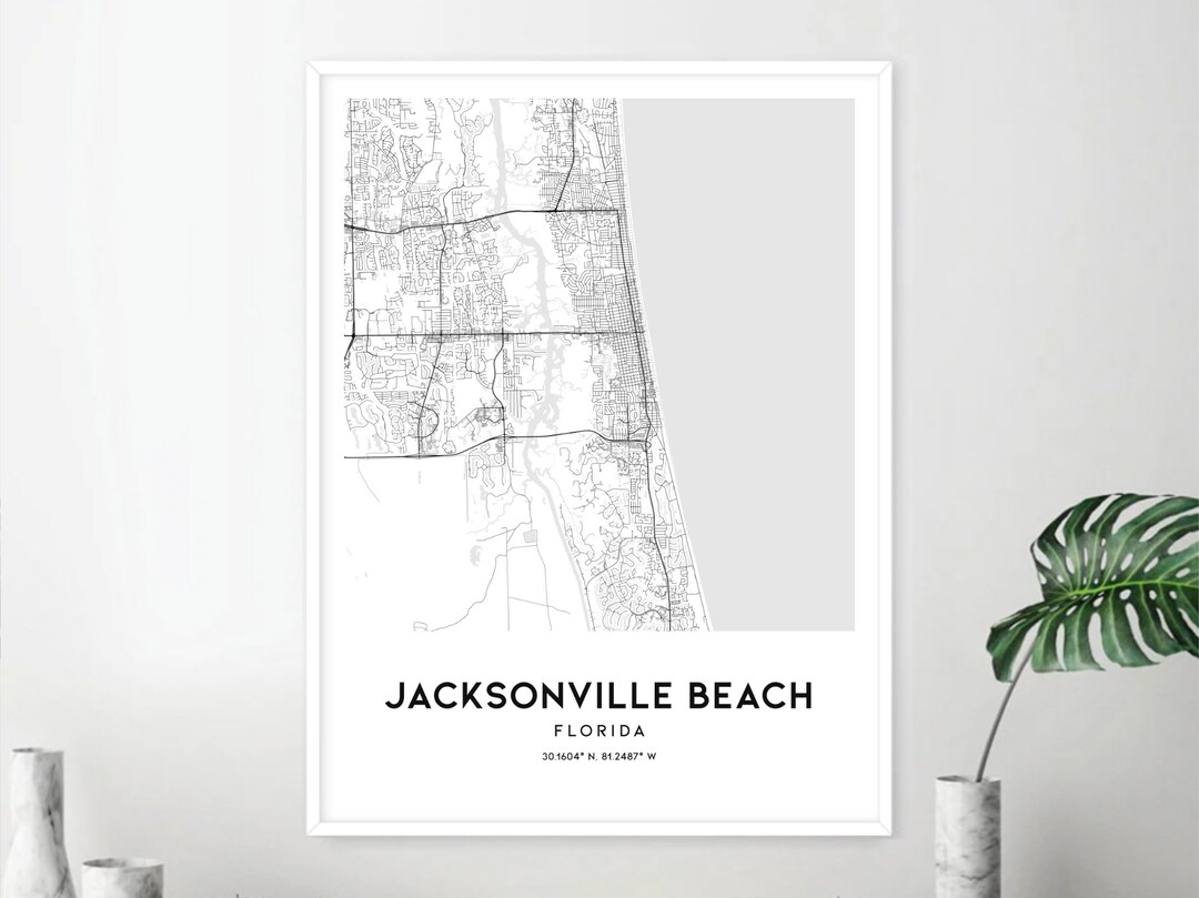 Jacksonville Beach Map Print, Jacksonville Beach Map Poster Wall Art ...