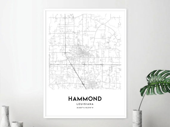 Hammond Map Print Hammond Map Poster Wall Art La City Map | Etsy