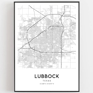 Lubbock Map Print Lubbock Map Poster Wall Art Tx City Map | Etsy