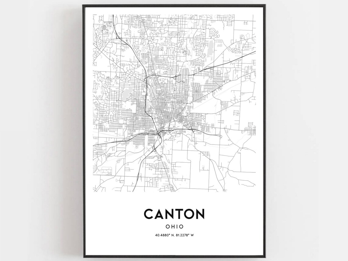 Canton Map Print Canton Map Poster Wall Art Oh City Map | Etsy