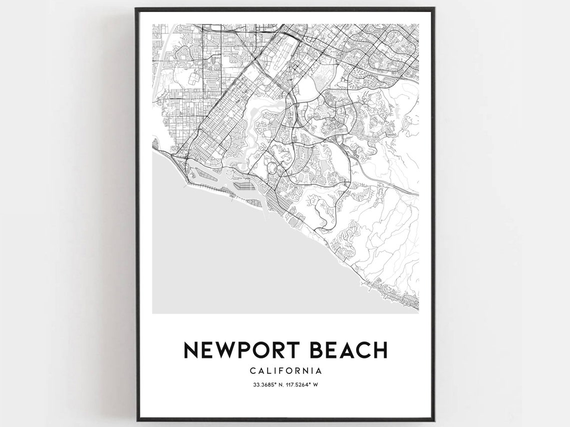 Newport Beach Map Print Newport Beach Map Poster Wall Art Ca | Etsy