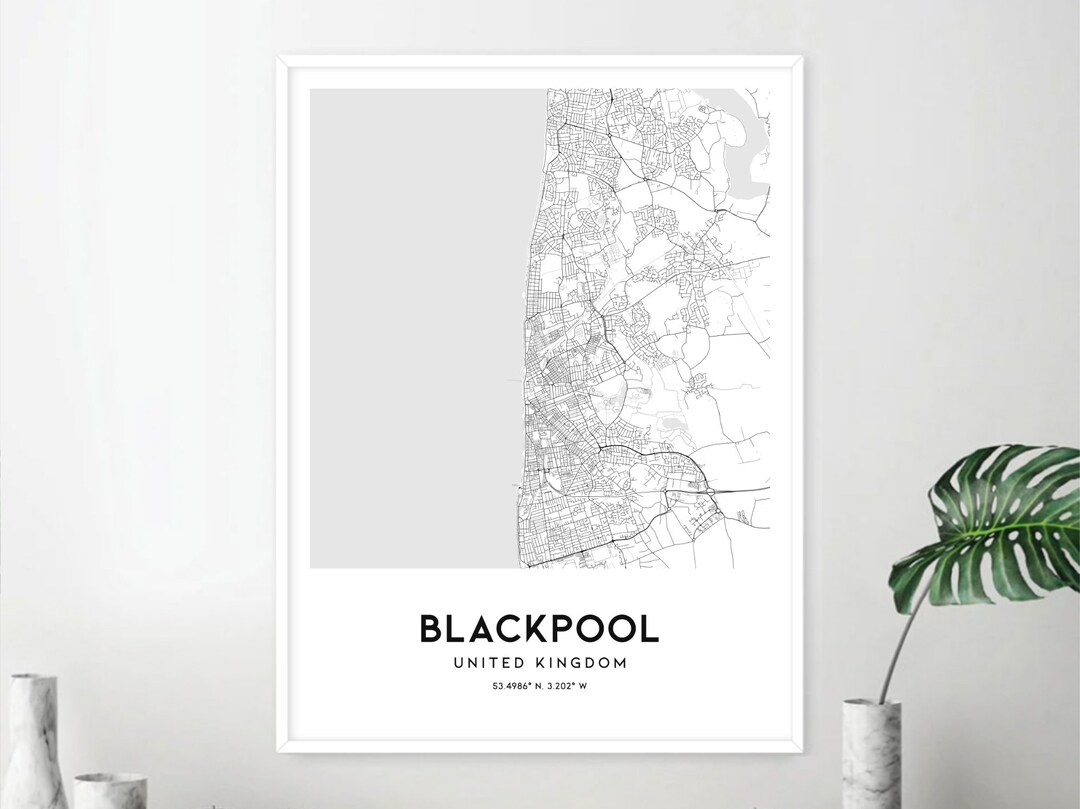 Blackpool Map Print Blackpool Map Poster Wall Art Blackpool - Etsy