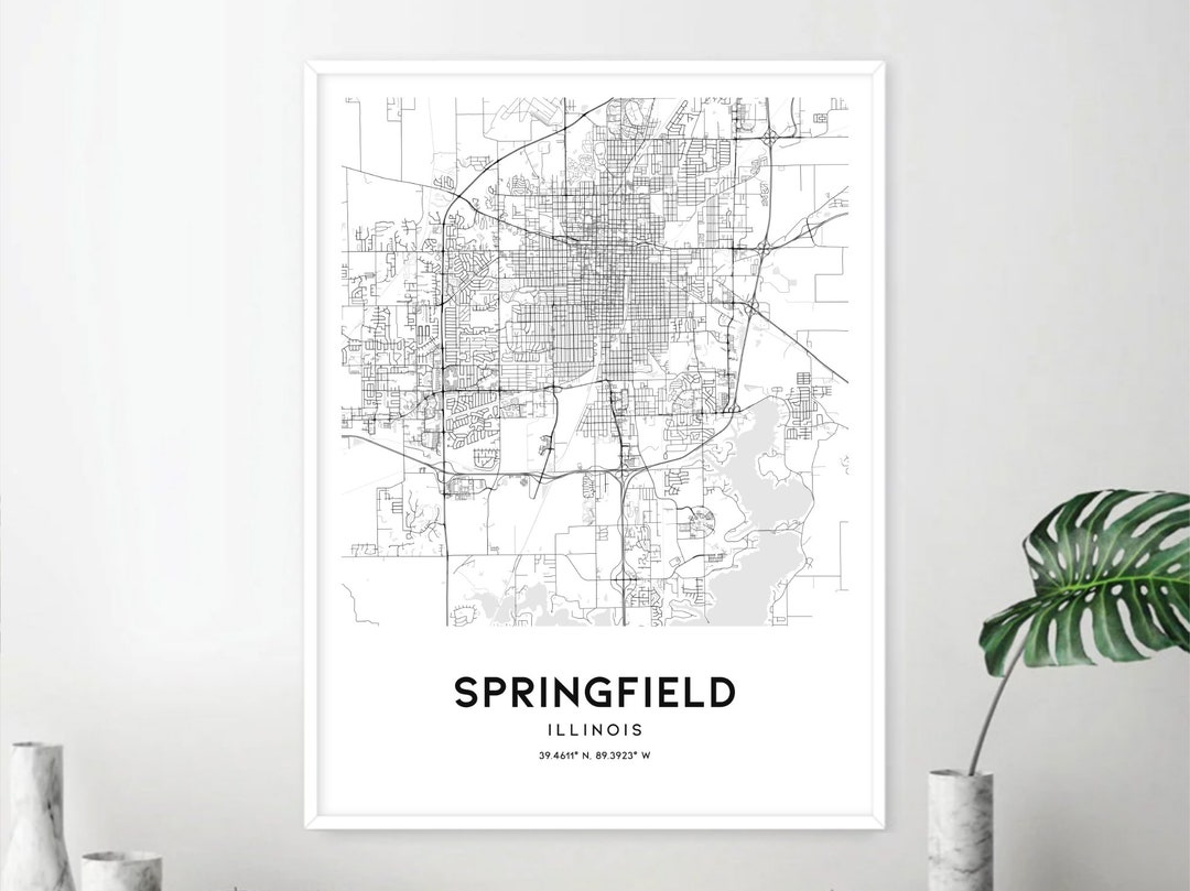 Springfield Map Print, Springfield Map Poster Wall Art, Il City Map ...