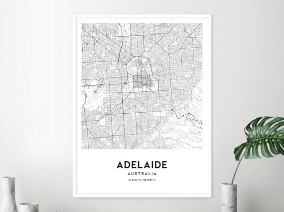 Adelaide Map Print Adelaide Map Poster Wall Art Adelaide | Etsy