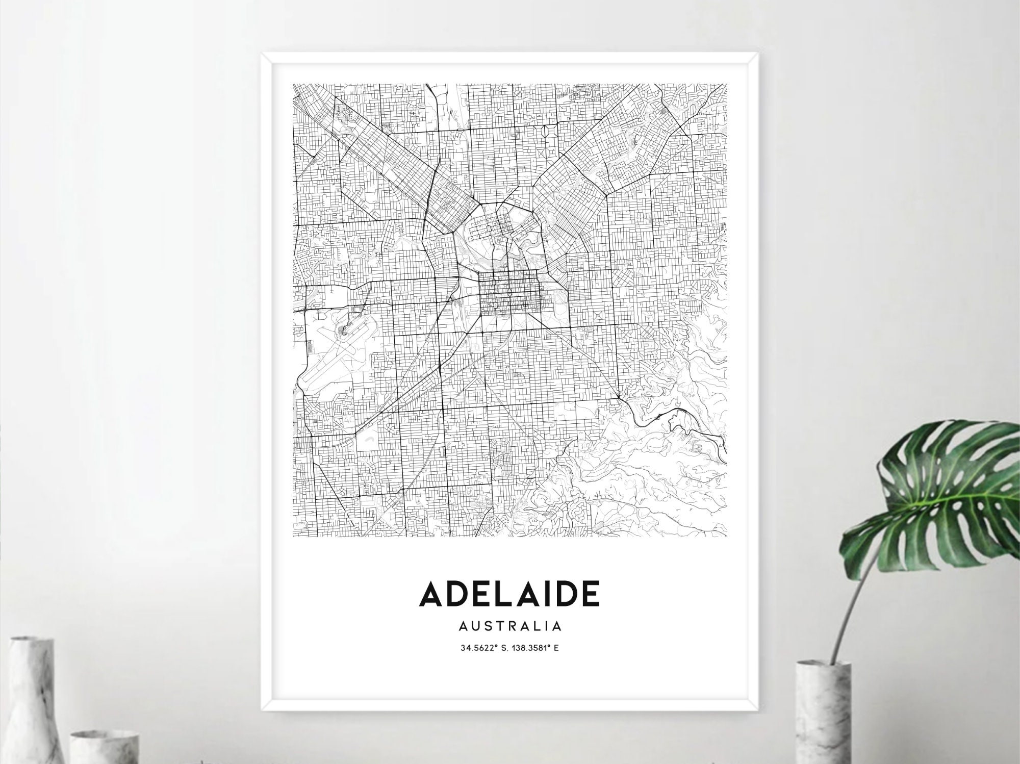 Adelaide Map Print, Adelaide Map Poster Wall Art, Adelaide City Map ...
