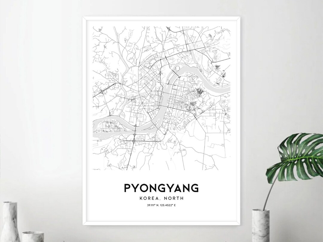Pyongyang Map Print, Pyongyang Map Poster Wall Art, Pyongyang City Map ...