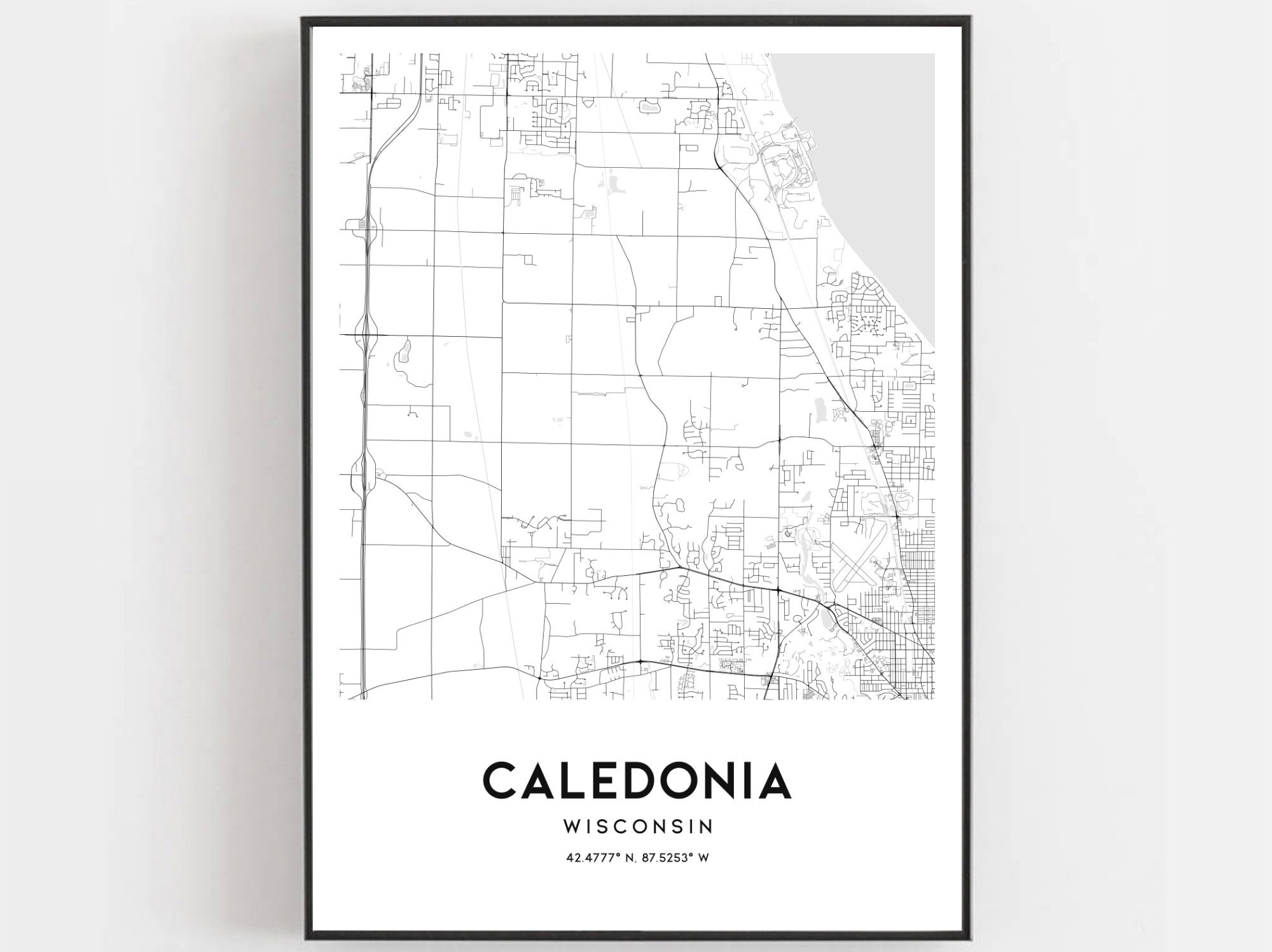 Caledonia Map Print Caledonia Map Poster Wall Art Wi City | Etsy