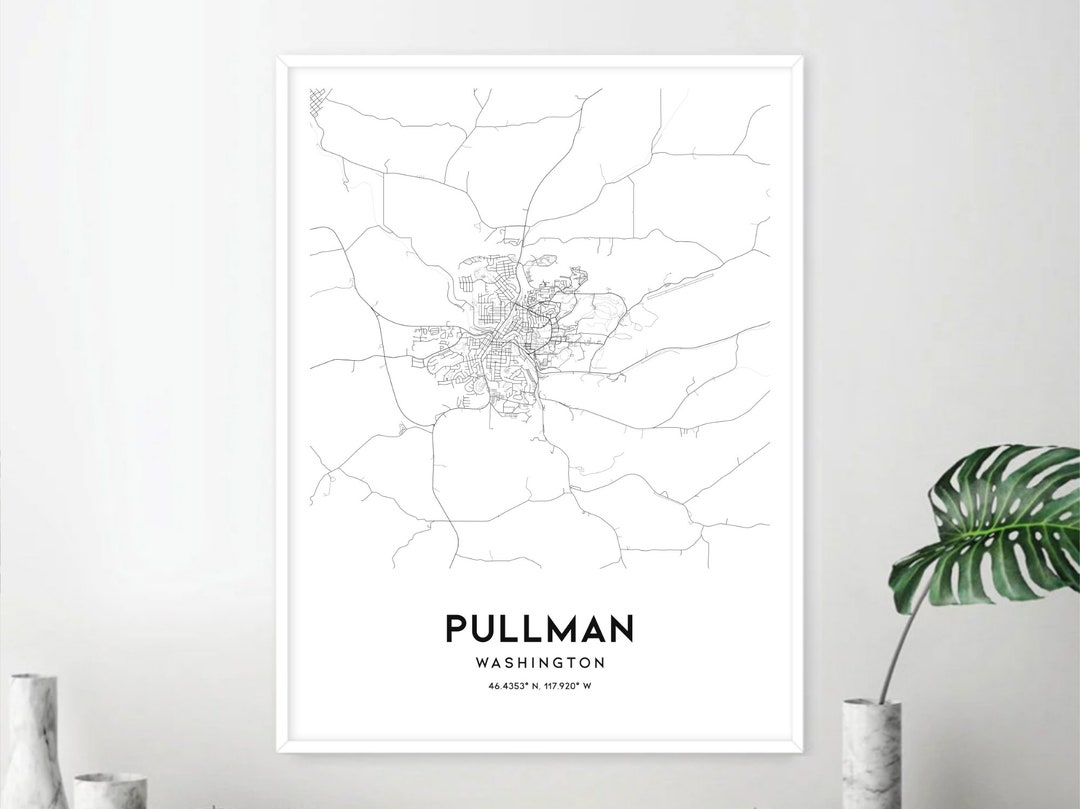 Pullman Map Print Pullman Map Poster Wall Art Wa City Map - Etsy