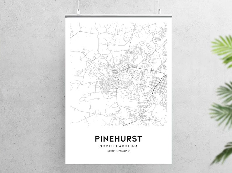 Pinehurst Map Print Pinehurst Map Poster Wall Art Nc City | Etsy
