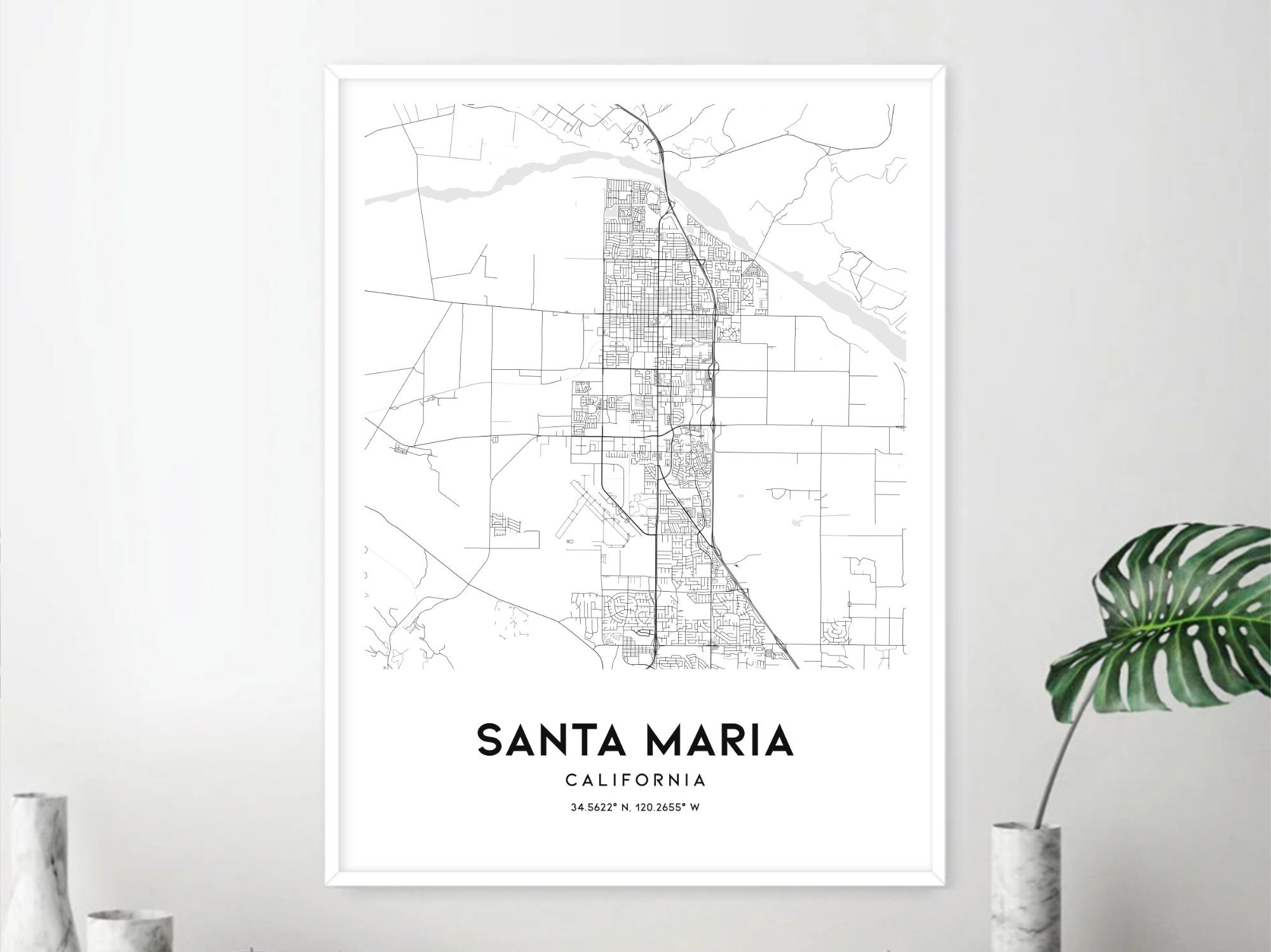 Santa Maria Map Print, Santa Maria Map Poster Wall Art, Ca City Map ...