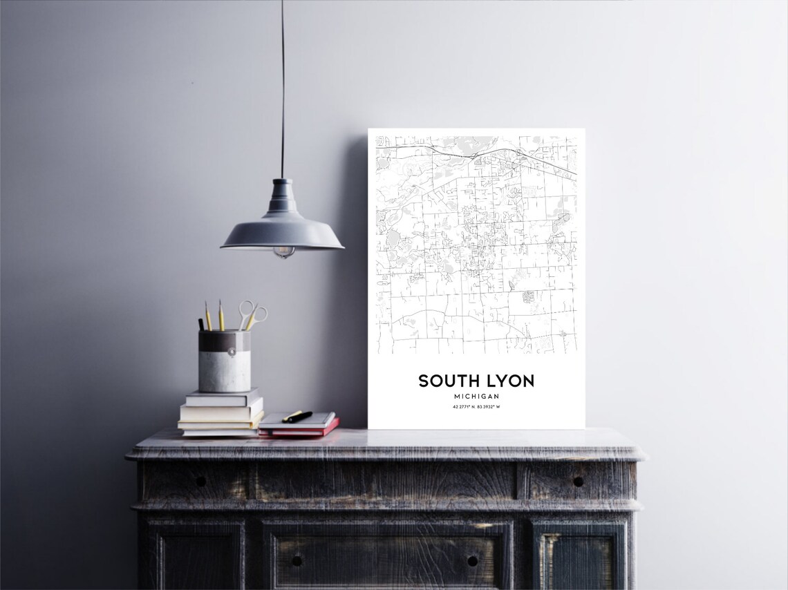 South Lyon Map Print South Lyon Map Poster Wall Art Mi City - Etsy