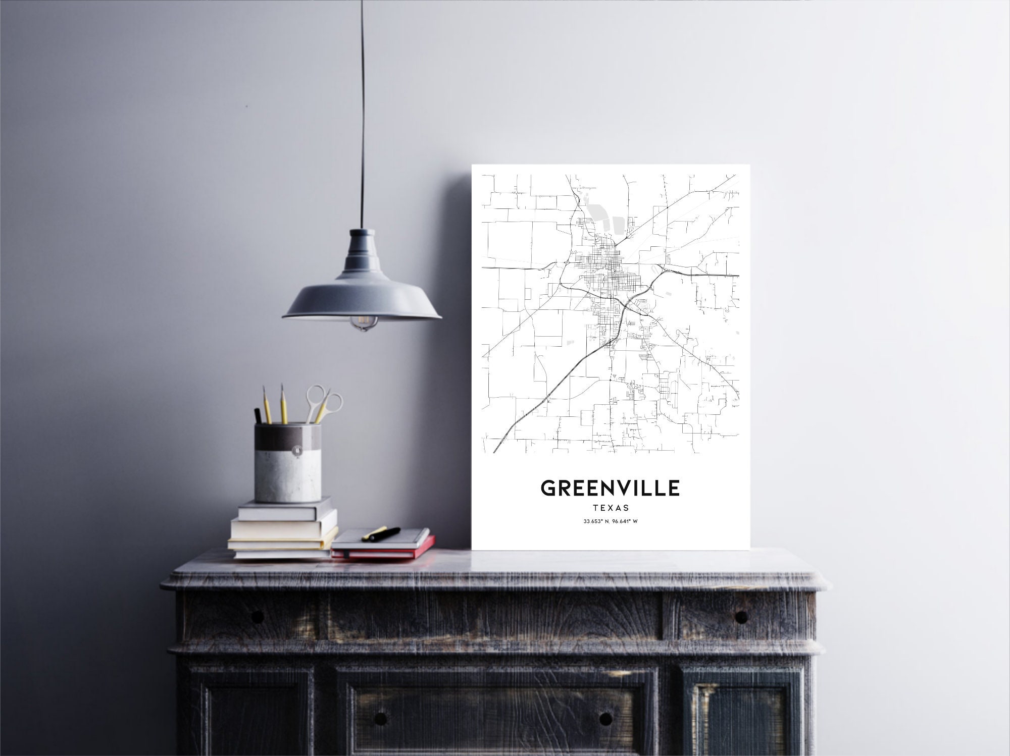 Greenville Map Print Greenville Map Poster Wall Art Tx City - Etsy