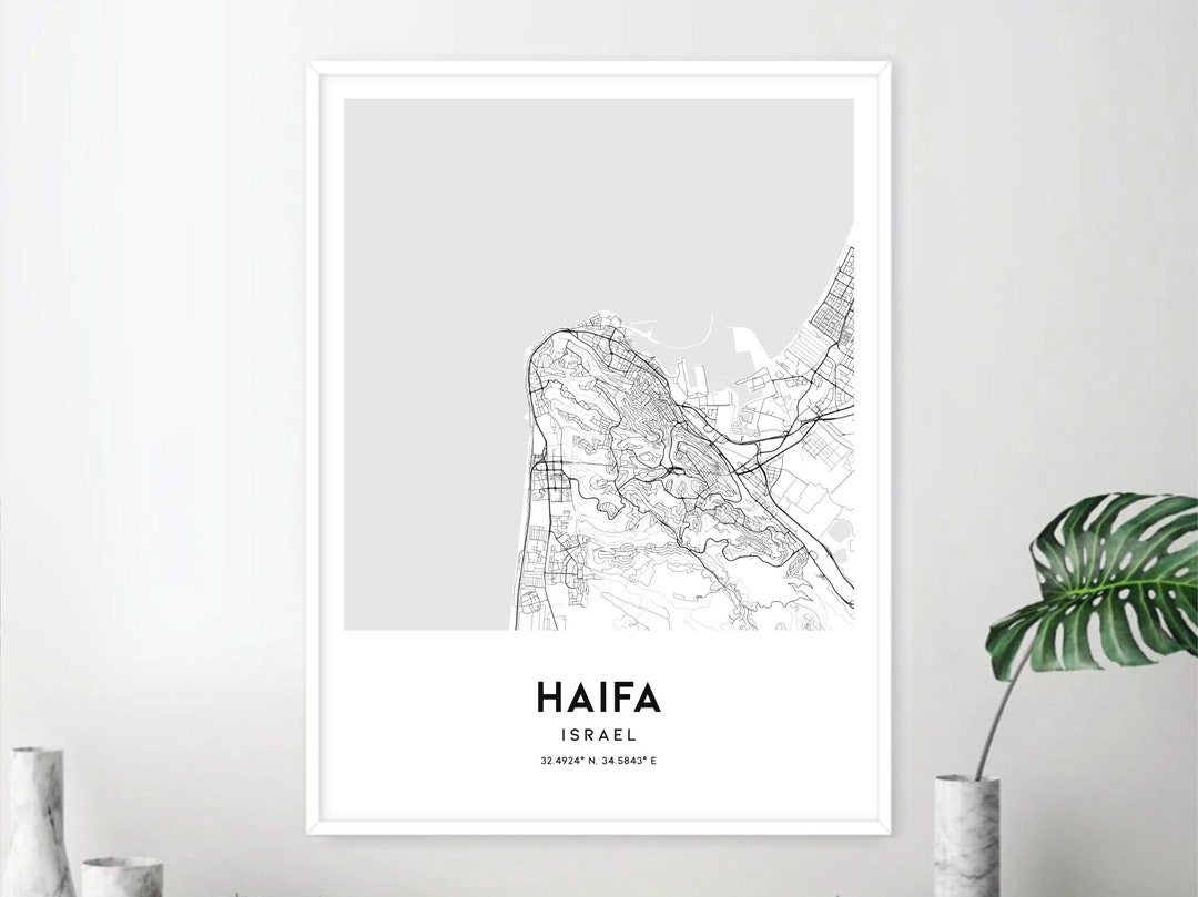Haifa Map Print, Haifa Map Poster Wall Art, Haifa City Map, Haifa Print ...