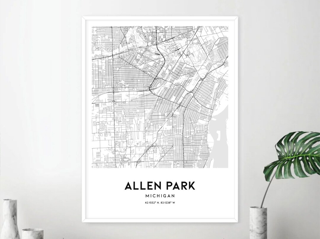 Allen Park Map Print, Allen Park Map Poster Wall Art, Mi City Map ...