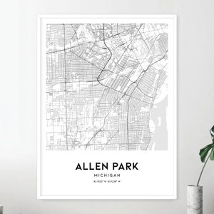 Allen Park Map Print, Allen Park Map Poster Wall Art, Mi City Map ...