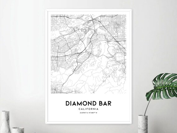 Diamond Bar Map Print Diamond Bar Map Poster Wall Art Ca | Etsy