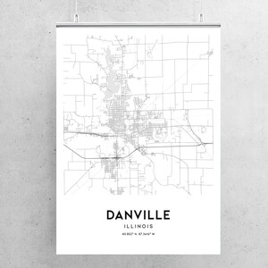 Danville Map Print Danville Map Poster Wall Art Il City | Etsy
