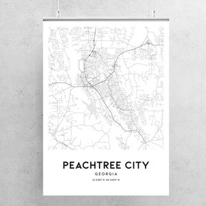 Peachtree City Map Print Peachtree City Map Poster Wall Art | Etsy
