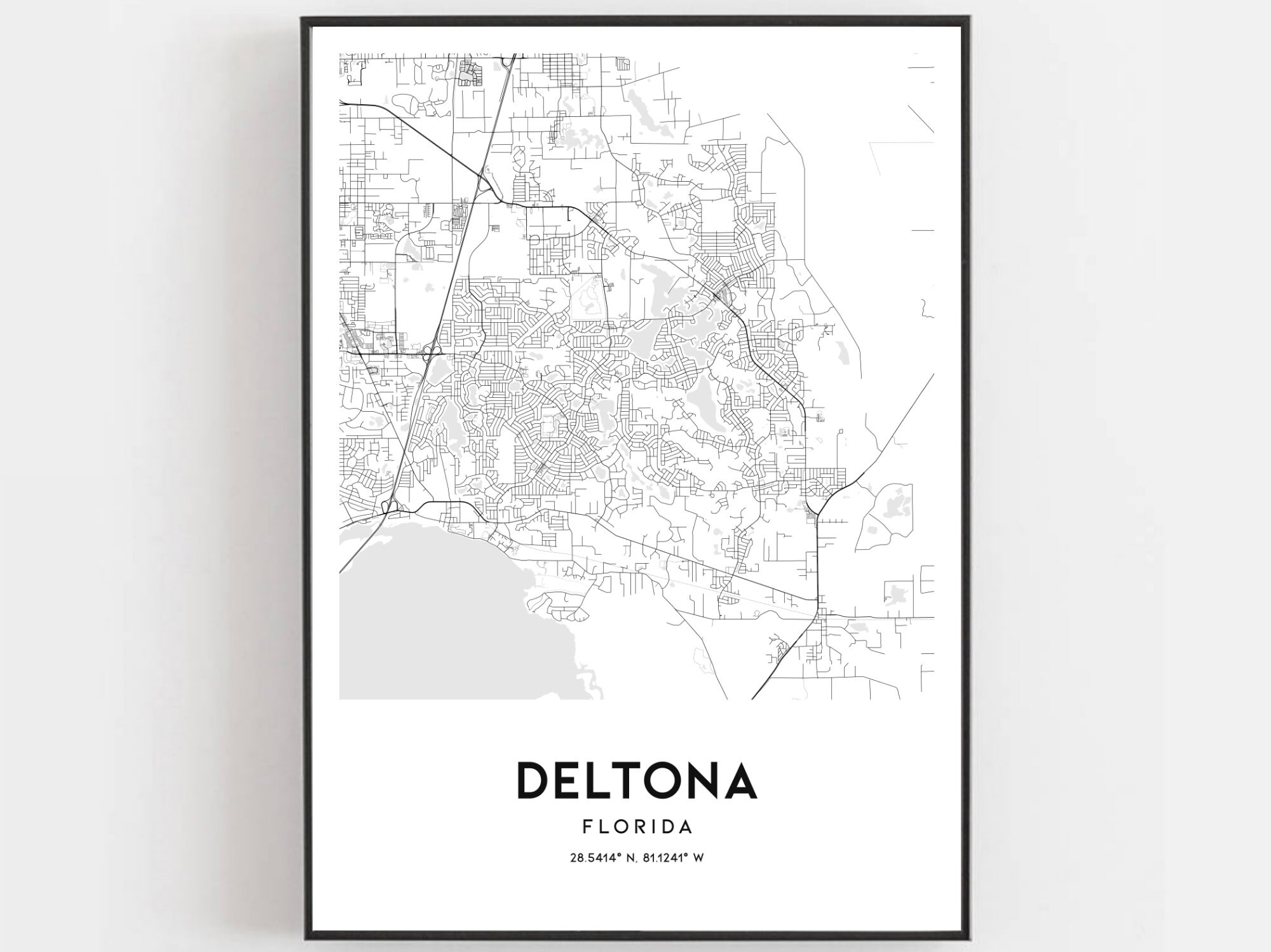 Deltona Map Print Deltona Map Poster Wall Art Fl City Map | Etsy
