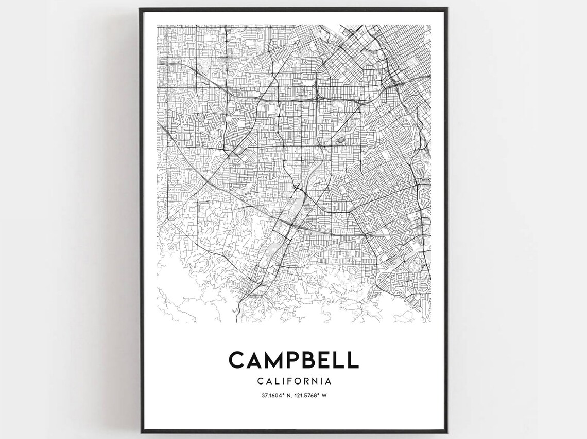 Campbell Map Print Campbell Map Poster Wall Art Ca City | Etsy