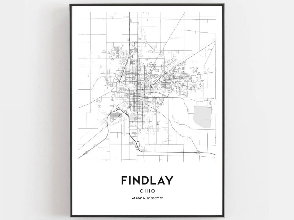 Findlay Map Print Findlay Map Poster Wall Art Oh City Map | Etsy