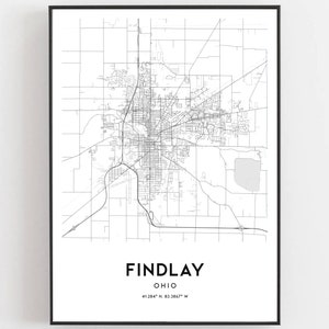 Findlay Map Print Findlay Map Poster Wall Art Oh City Map | Etsy