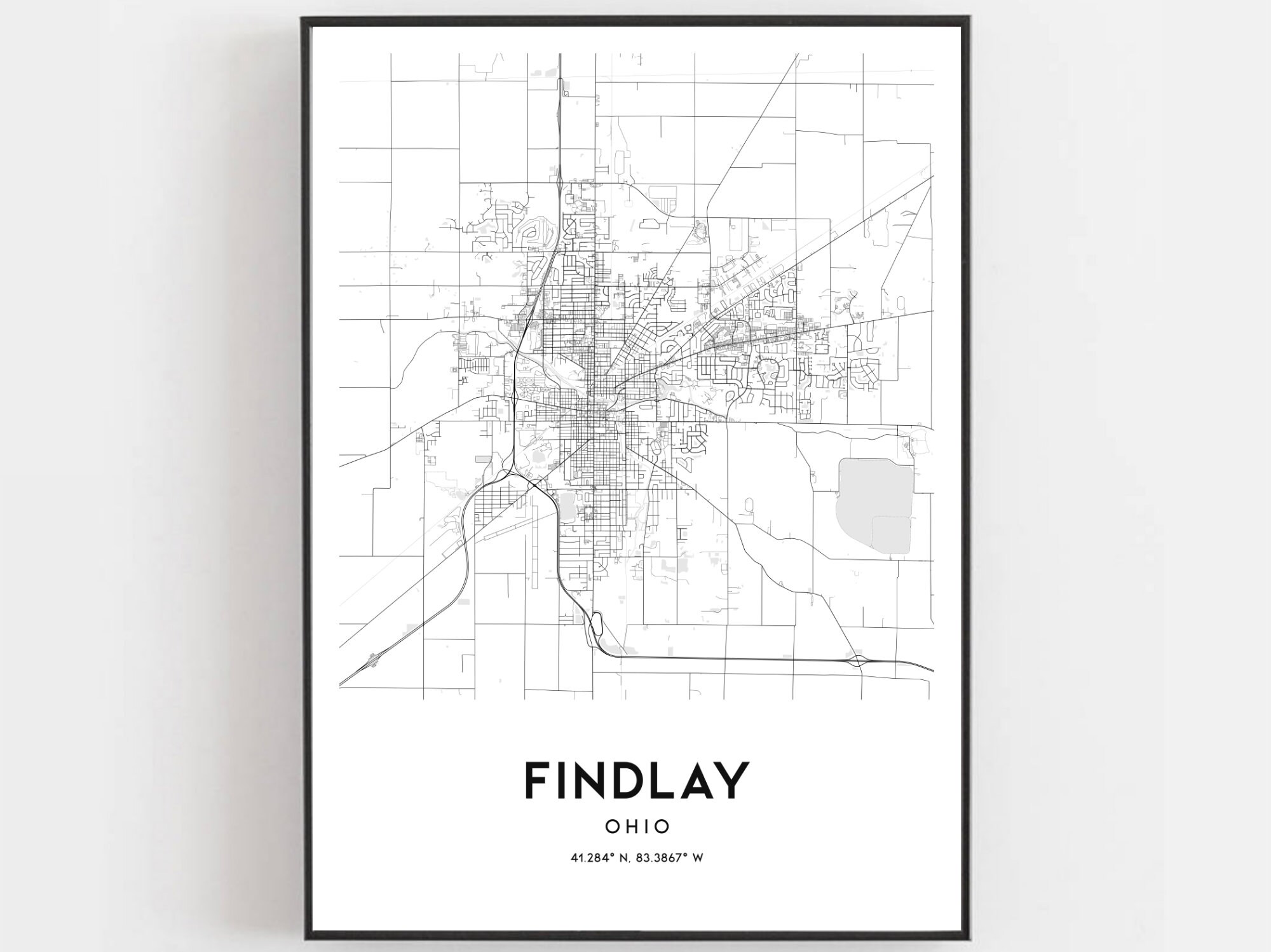 Findlay Map Print Findlay Map Poster Wall Art Oh City Map | Etsy