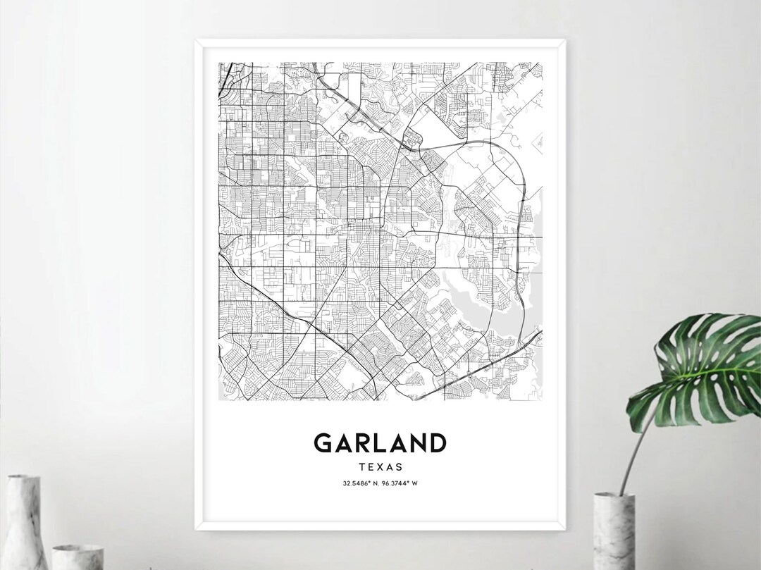 Garland Map Print Garland Map Poster Wall Art Tx City Map - Etsy