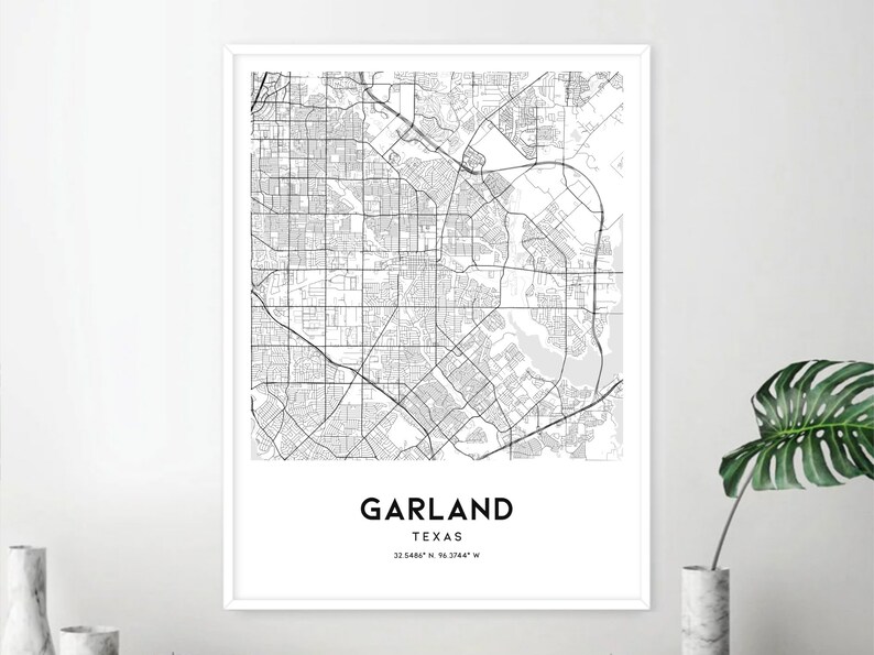 Garland Map Print Garland Map Poster Wall Art Tx City Map - Etsy