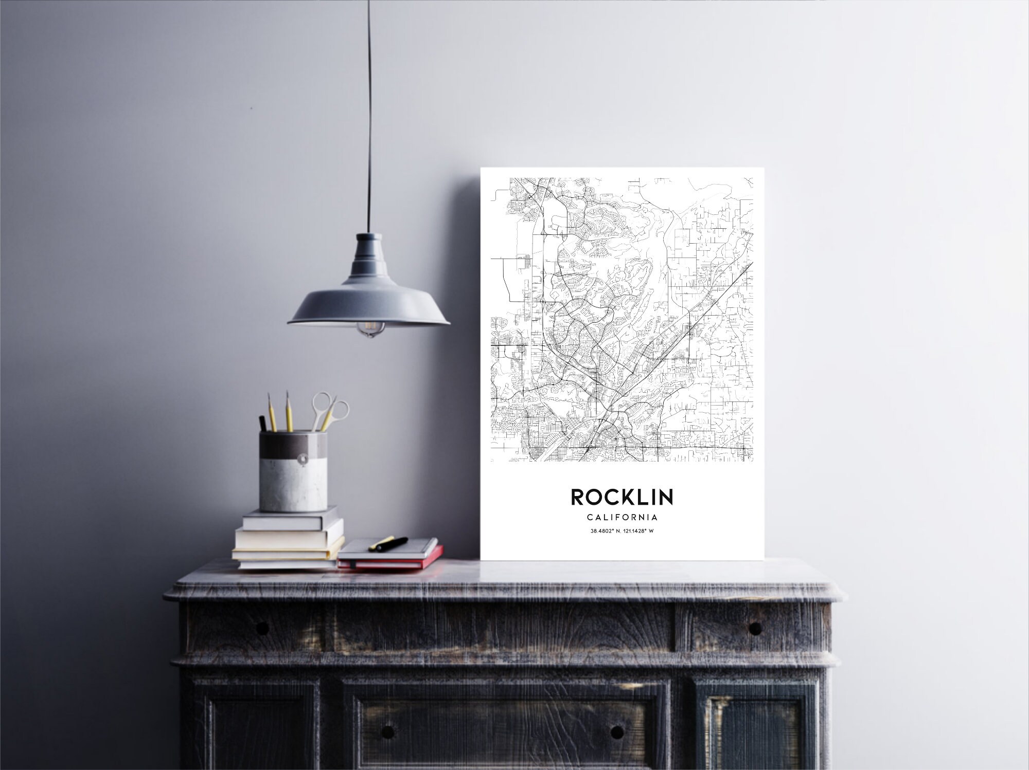 Rocklin Map Print Rocklin Map Poster Wall Art Ca City Map - Etsy