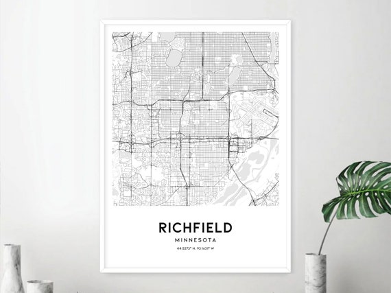 Globes & Maps Home & Living Richfield Map Poster Wall Art Mn City Map ...