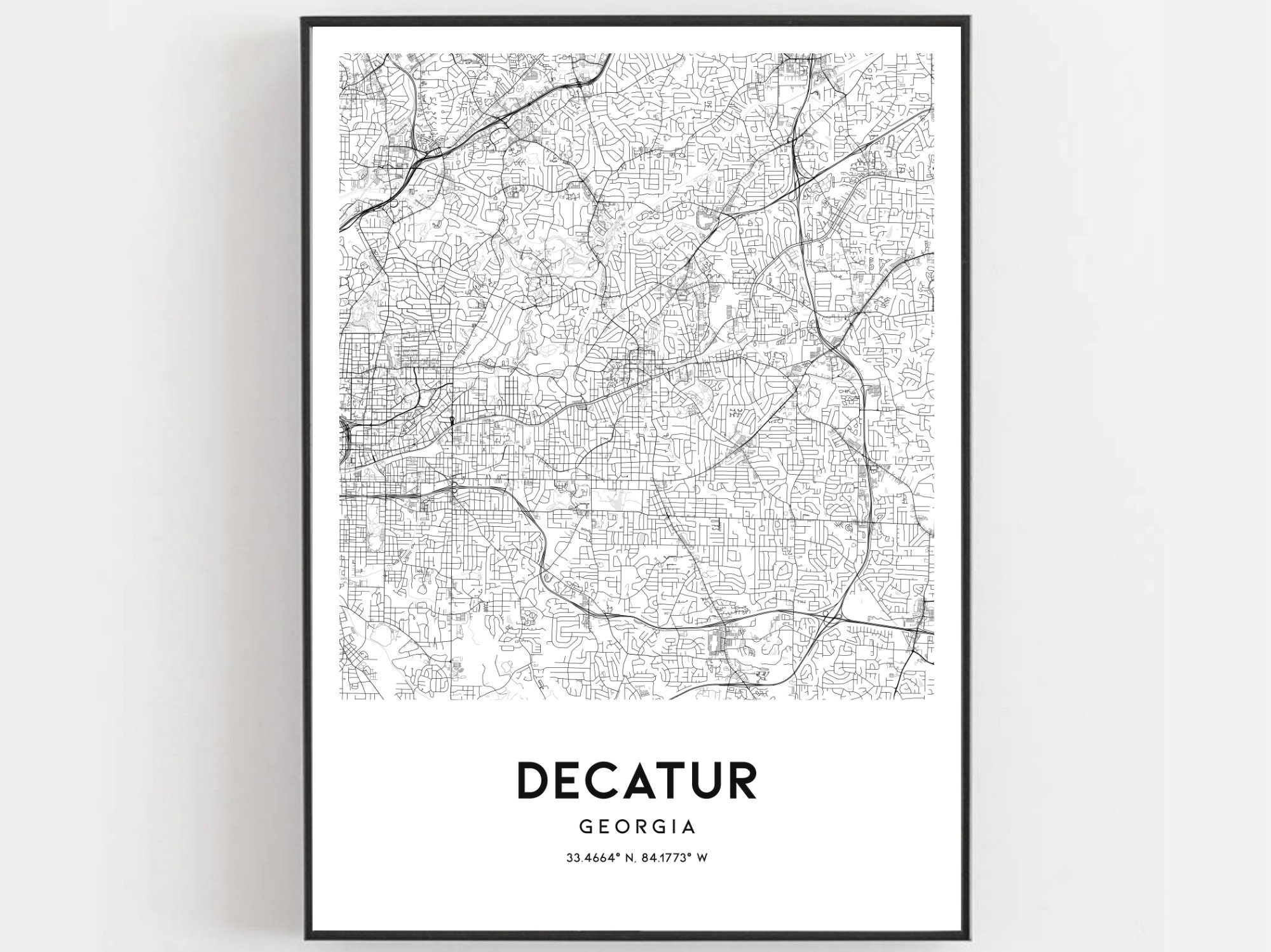 Decatur Map Print Decatur Map Poster Wall Art Ga City Map | Etsy
