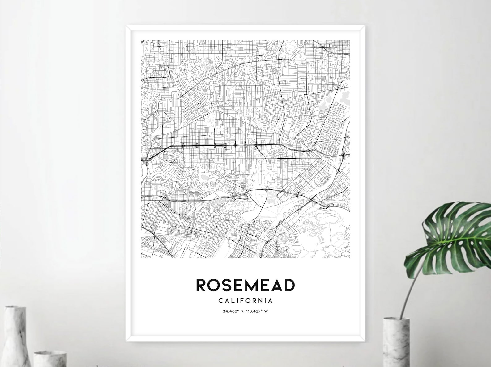 Rosemead Map Print Rosemead Map Poster Wall Art Ca City Map - Etsy