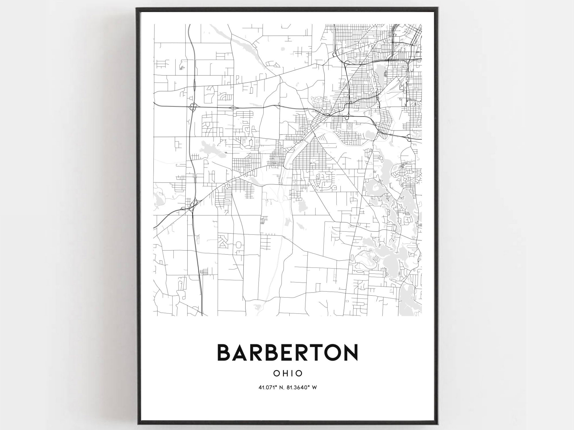 Barberton Map Print Barberton Map Poster Wall Art Oh City | Etsy