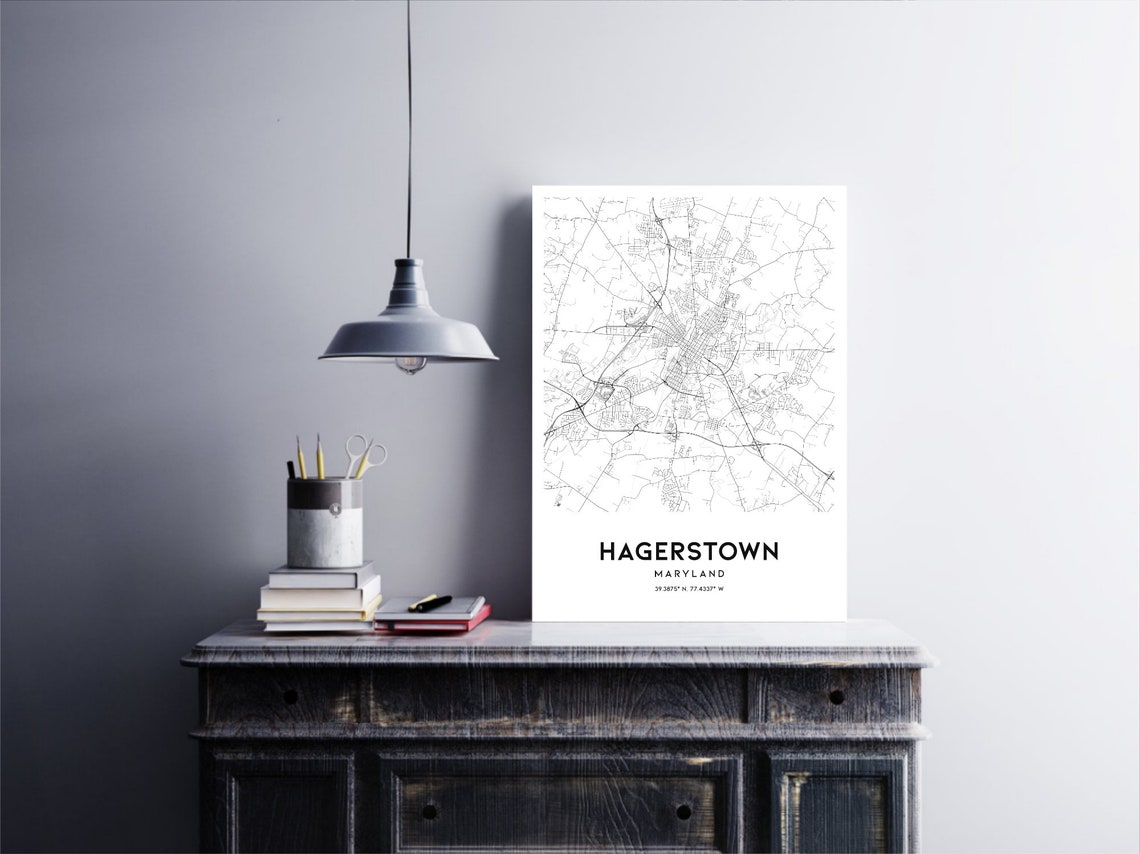Hagerstown Map Print, Hagerstown Map Poster Wall Art, Md City Map ...