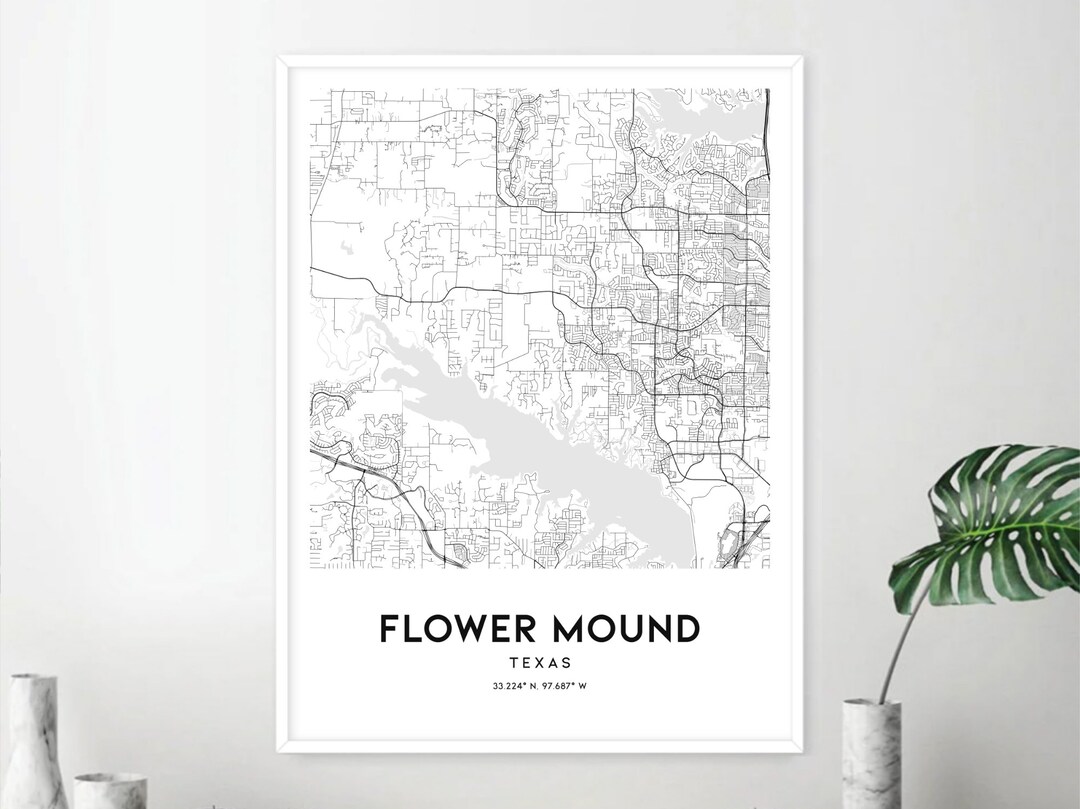 Flower Mound Map Print, Flower Mound Map Poster Wall Art, Tx City Map ...