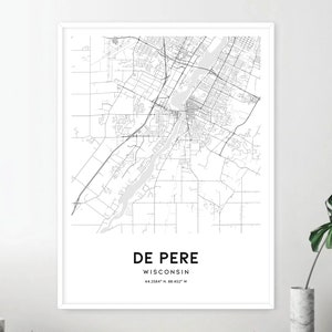 De Pere Map Print, De Pere Map Poster Wall Art, Wi City Map, Wisconsin ...