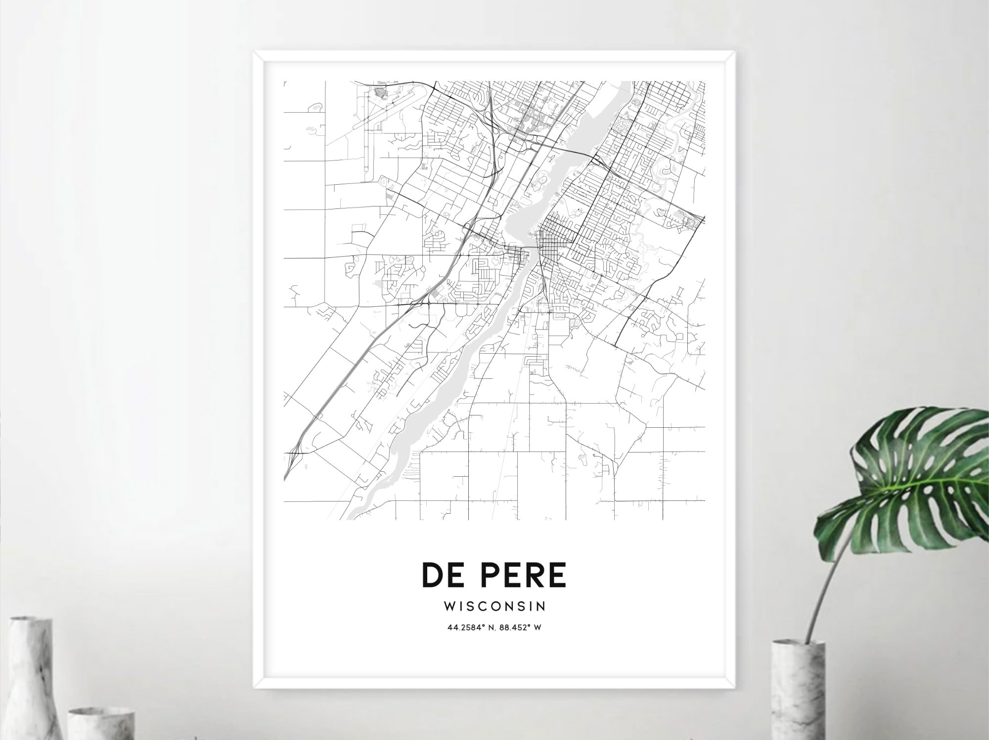 De Pere Map Print, De Pere Map Poster Wall Art, Wi City Map, Wisconsin ...