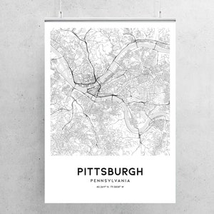 Pittsburgh Map Print Pittsburgh Map Poster Wall Art Pa City | Etsy