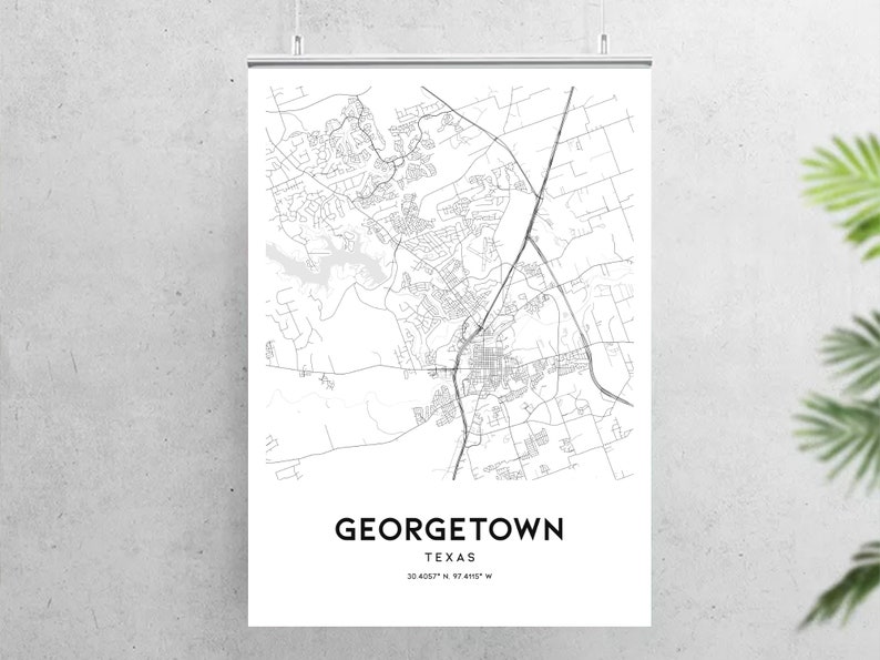 Georgetown Map Print Georgetown Map Poster Wall Art Tx City | Etsy
