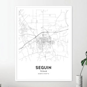 Seguin Map Print Seguin Map Poster Wall Art Tx City Map - Etsy