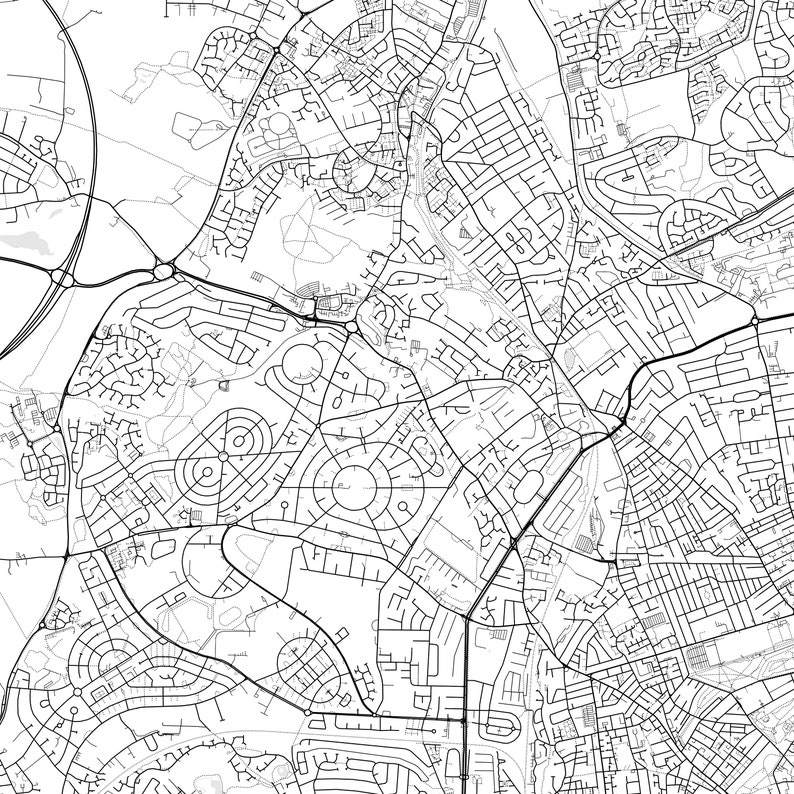 Nottingham Map Print, Nottingham Map Poster Wall Art, Nottingham City ...