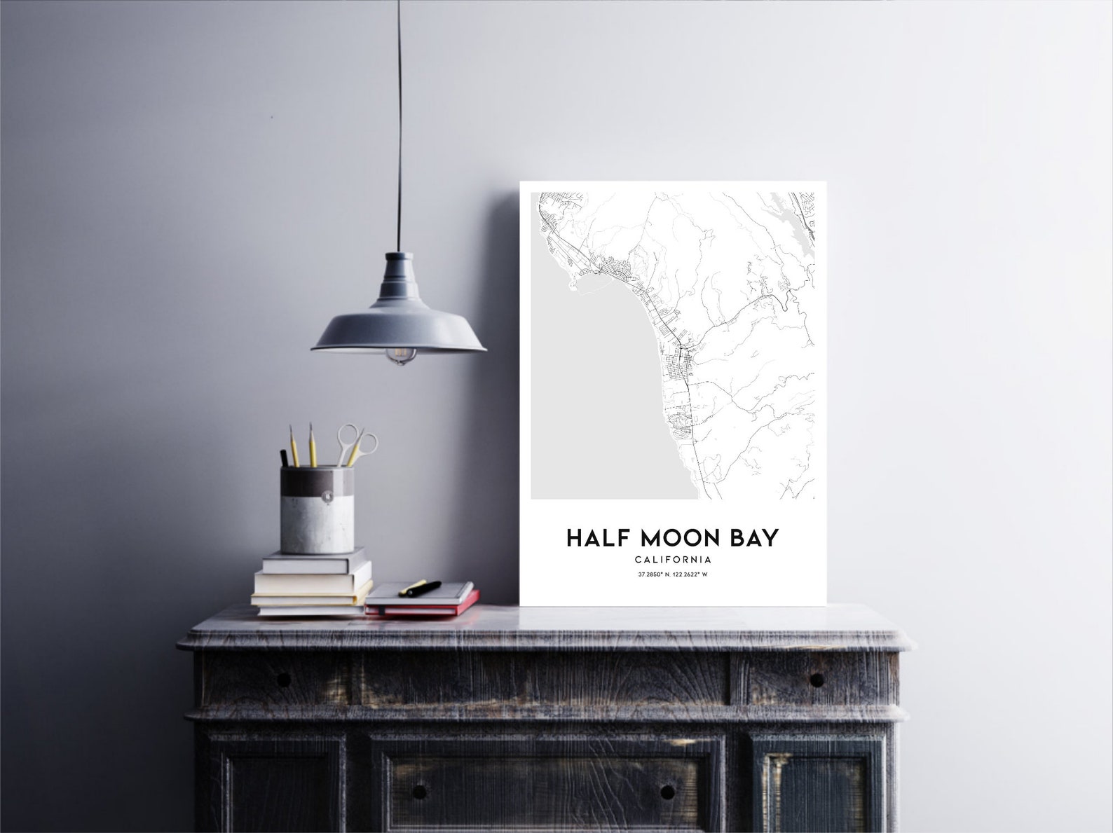 Half Moon Bay Map Print, Half Moon Bay Map Poster Wall Art, Ca City Map ...