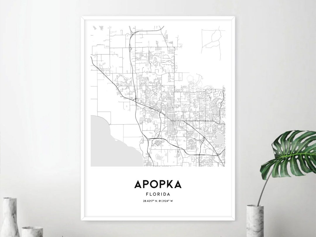 Apopka Map Print, Apopka Map Poster Wall Art, Fl City Map, Florida ...