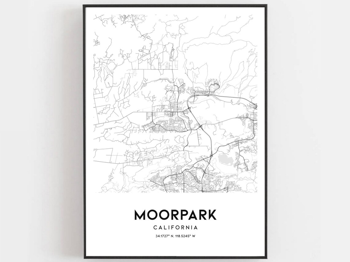 Moorpark Map Print Moorpark Map Poster Wall Art Ca City | Etsy