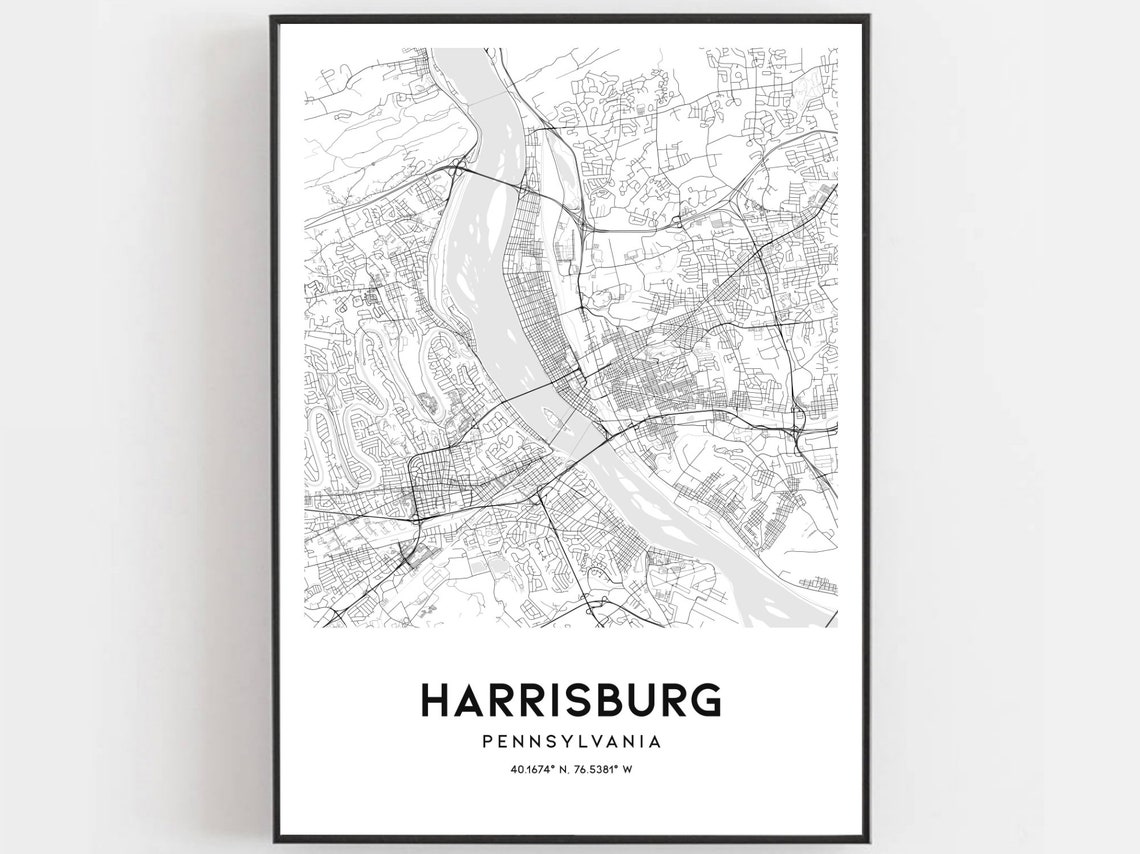 Harrisburg Map Print Harrisburg Map Poster Wall Art Pa City | Etsy