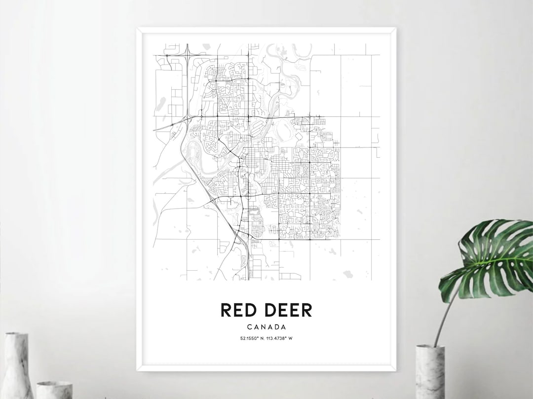Red Deer Map Print, Red Deer Map Poster Wall Art, Red Deer City Map ...