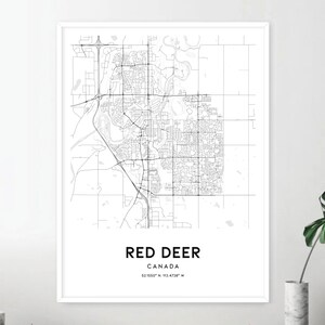 Red Deer Map Print, Red Deer Map Poster Wall Art, Red Deer City Map ...